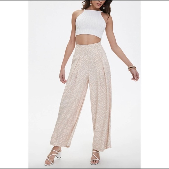 Forever 21 | Pants & Jumpsuits | Giraffe Print High Waist Wide Leg ...